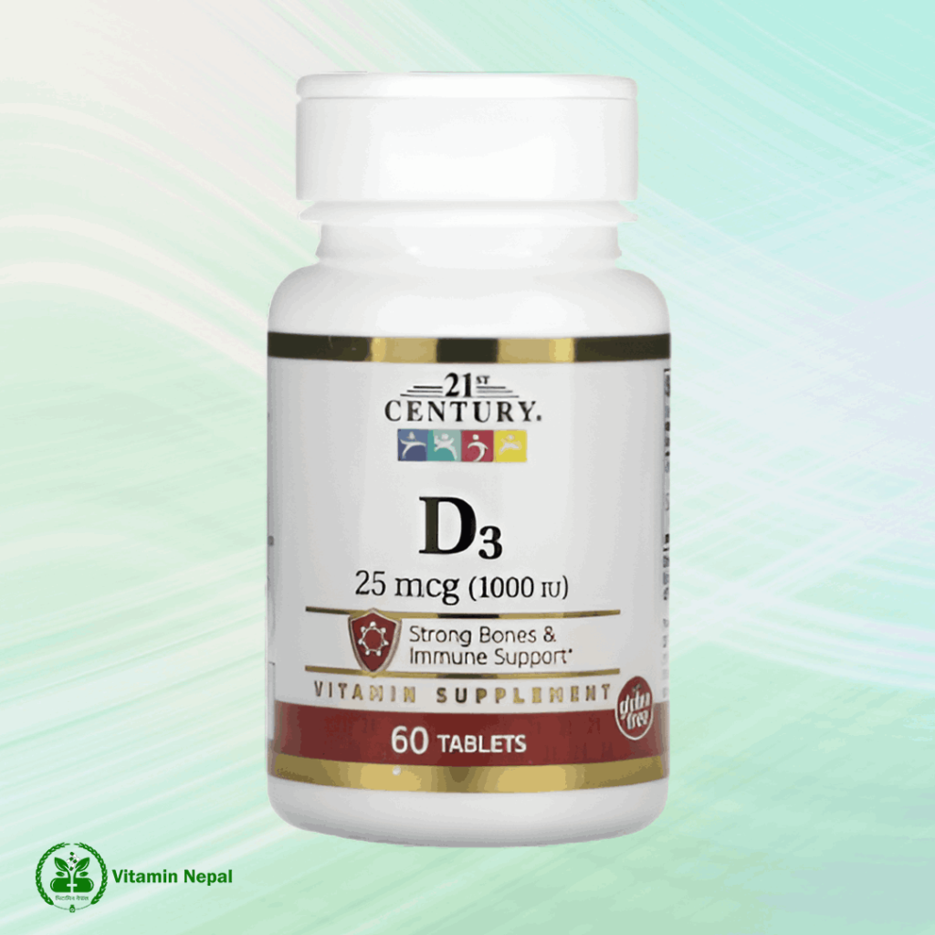21st Century D3 1000 IU – 60 Tablets - Vitamin Nepal